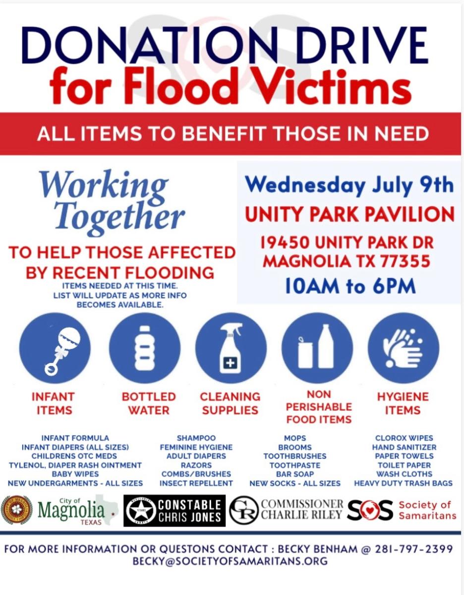 Donation Drive for Flood Victims | Magnolia, TX